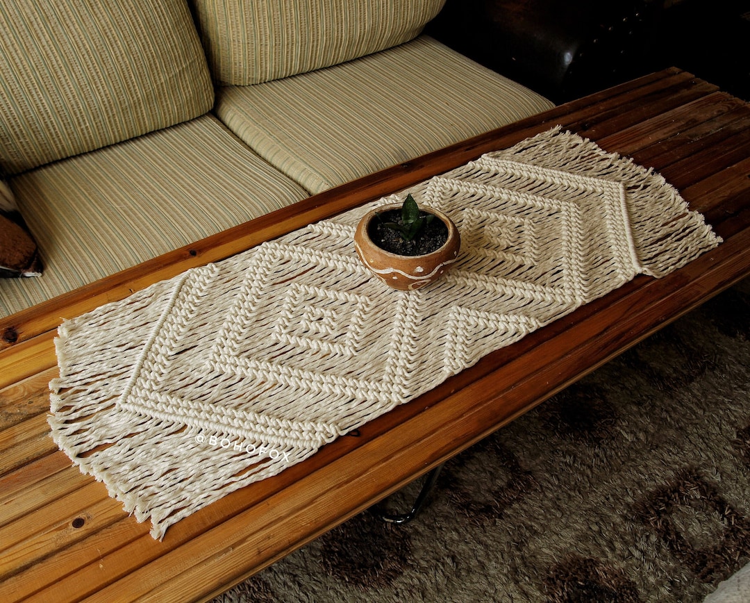 Macrame Table Runner With Long Fringe - Etsy