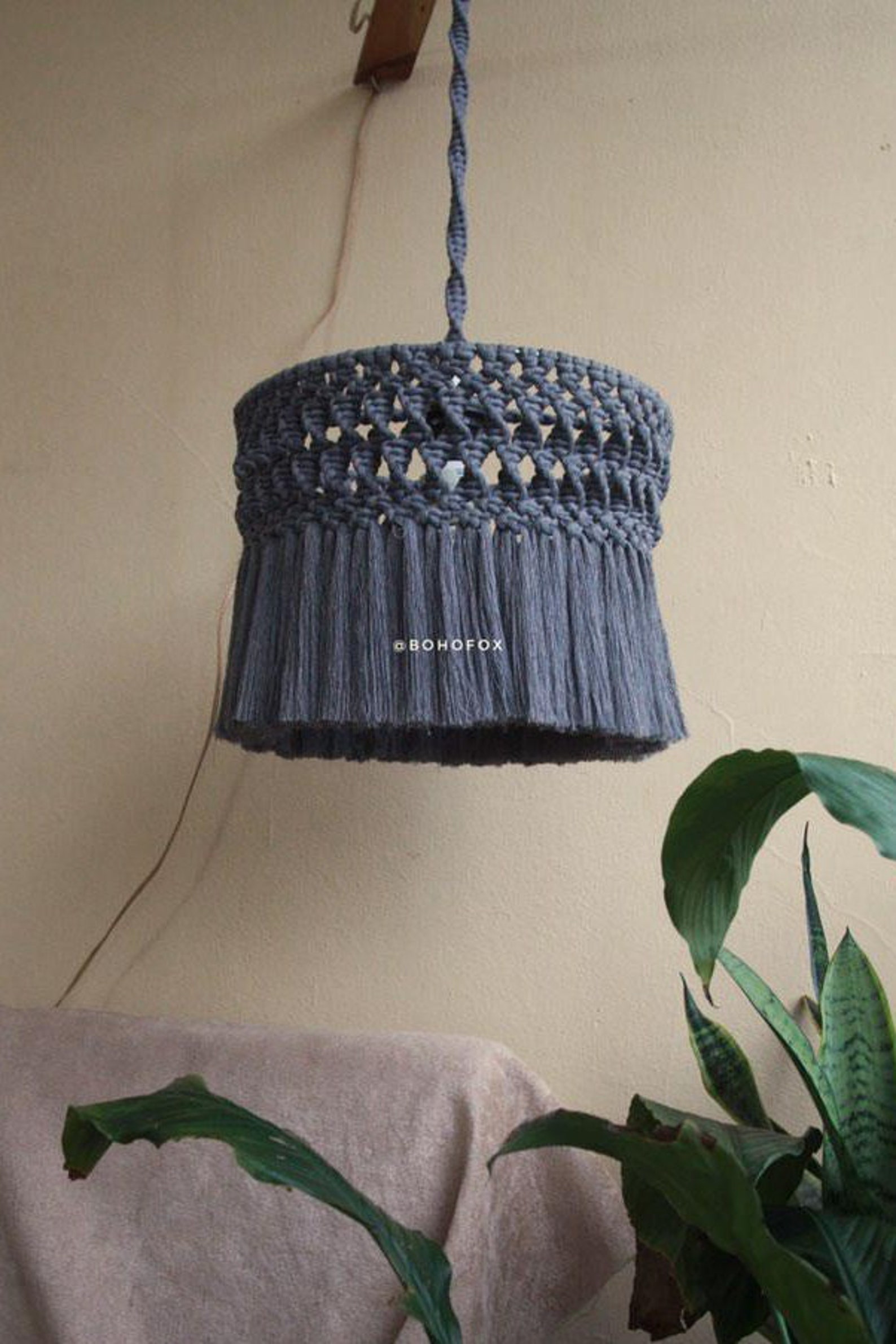 Macrame Lampshade, Boho Light Fixture - Etsy