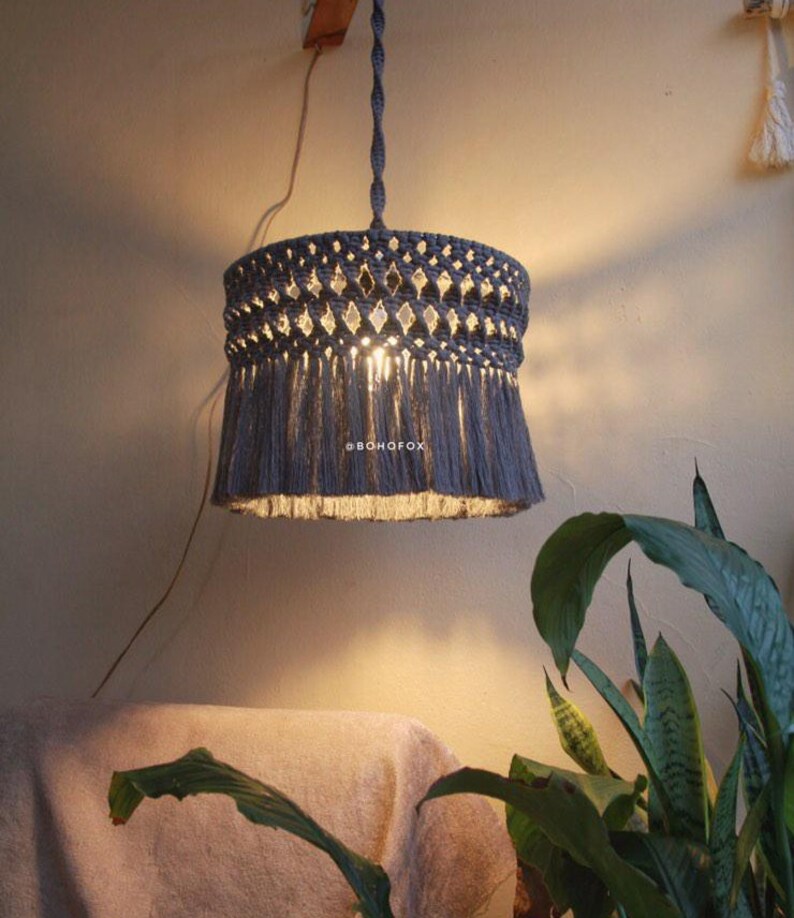 Macrame Lampshade, Boho Light Fixture - Etsy