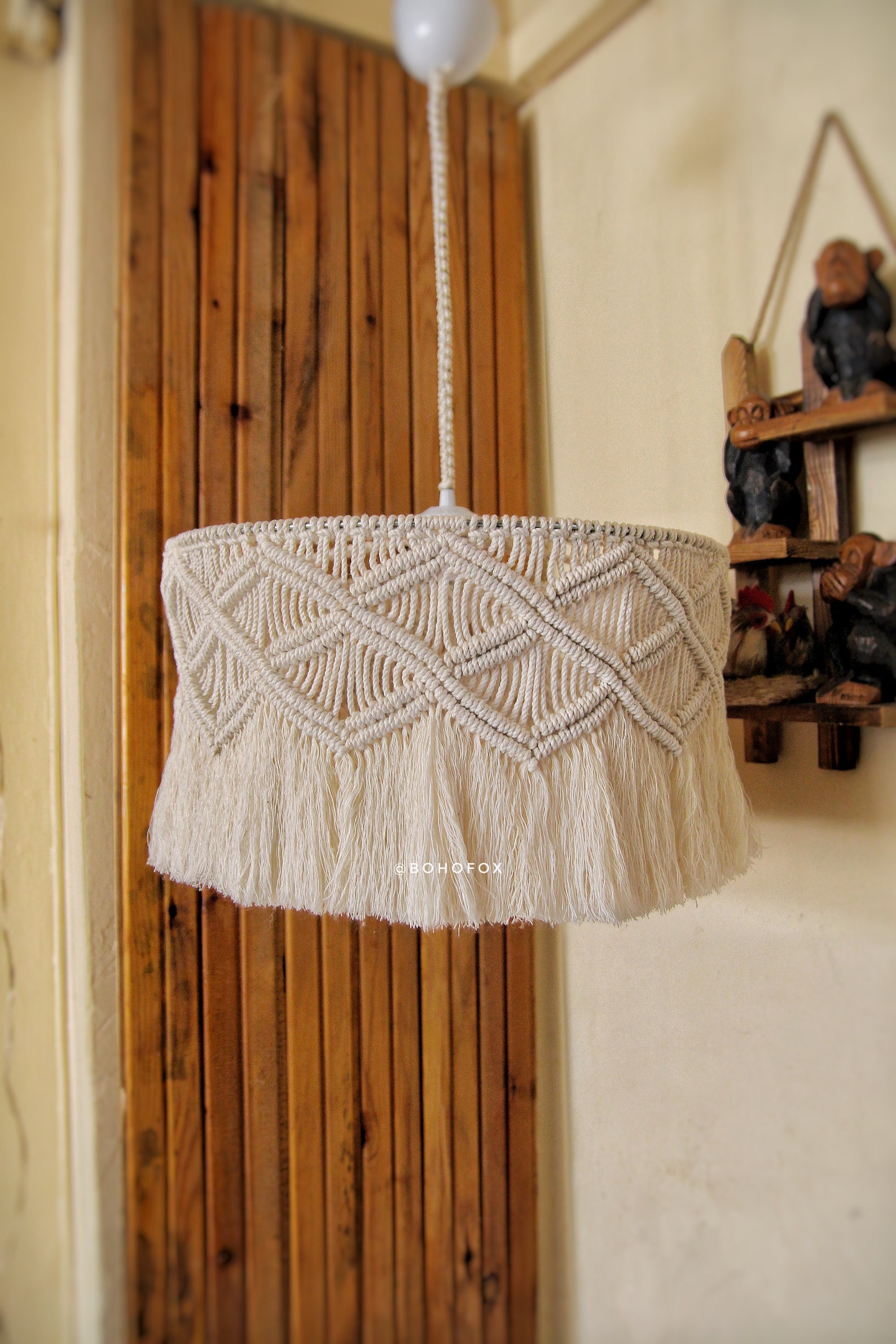 Macrame Lampshade, Boho Light Fixture - Etsy