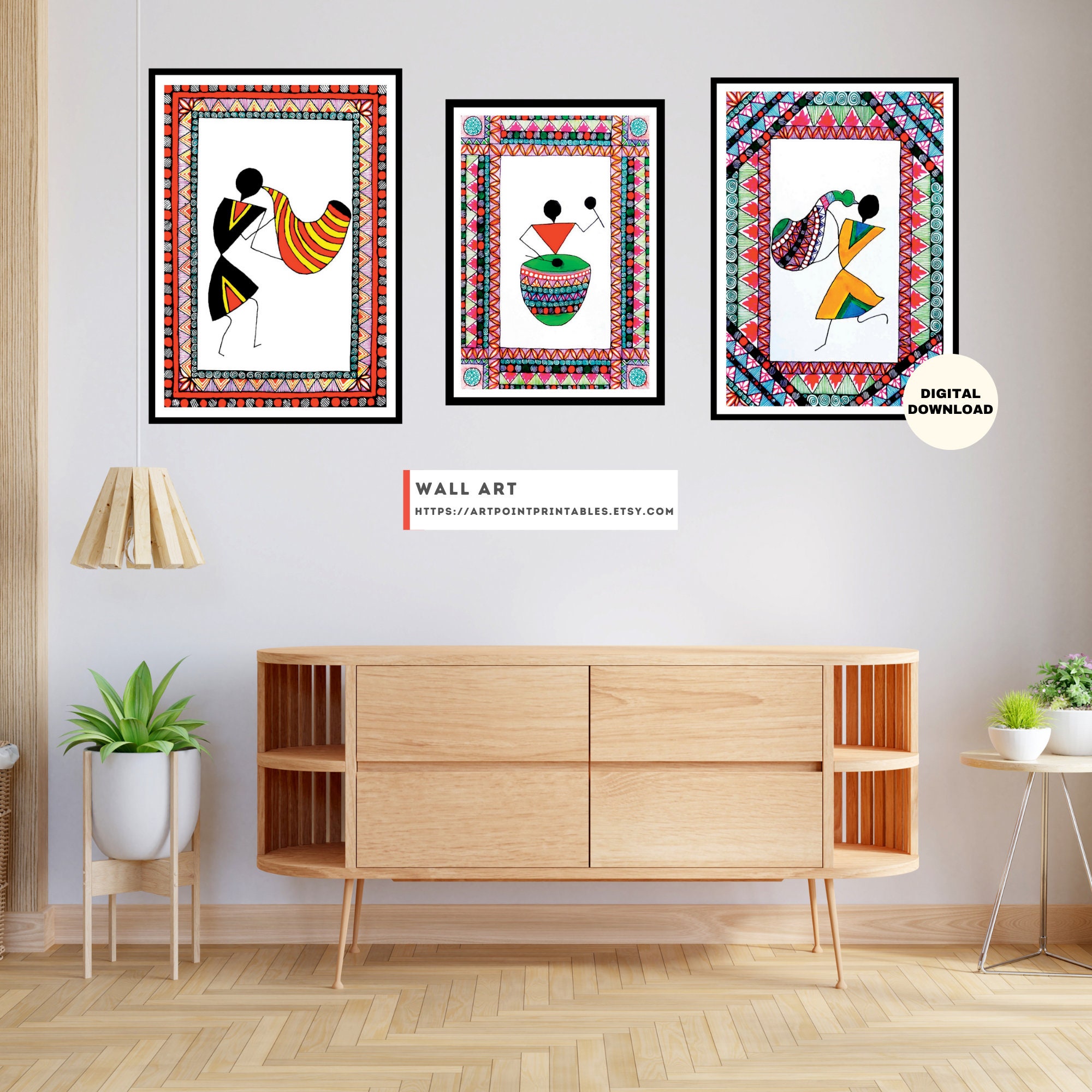 Buy Warli Painting Set of Three Prints, Indian Painting Warli Art ...