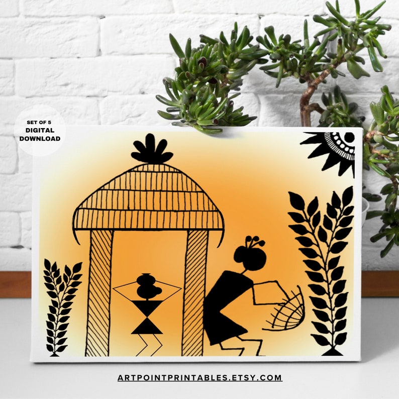Warli Art Prints, Set of 5, Indian Art, Warli Painting, Custom Painting ...