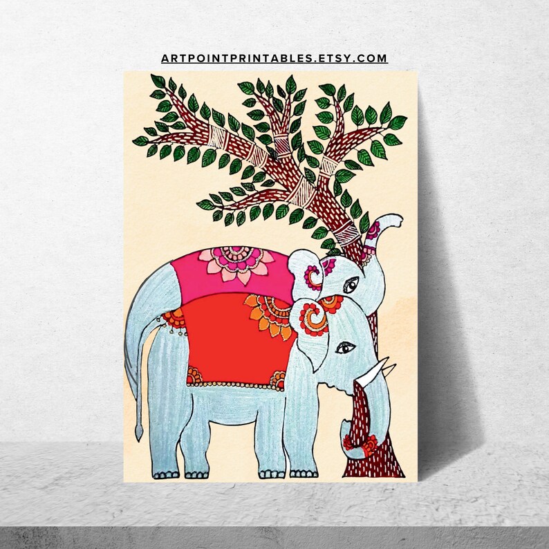 Elephant Painting, Gond Art, Set of Three Prints, Safari Nursery Decor ...