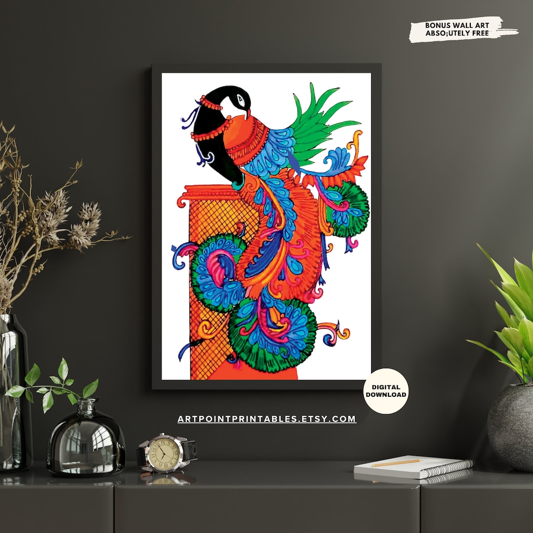 Mural Painting Folk Art Kerala Mural Painting India Wall Art - Etsy