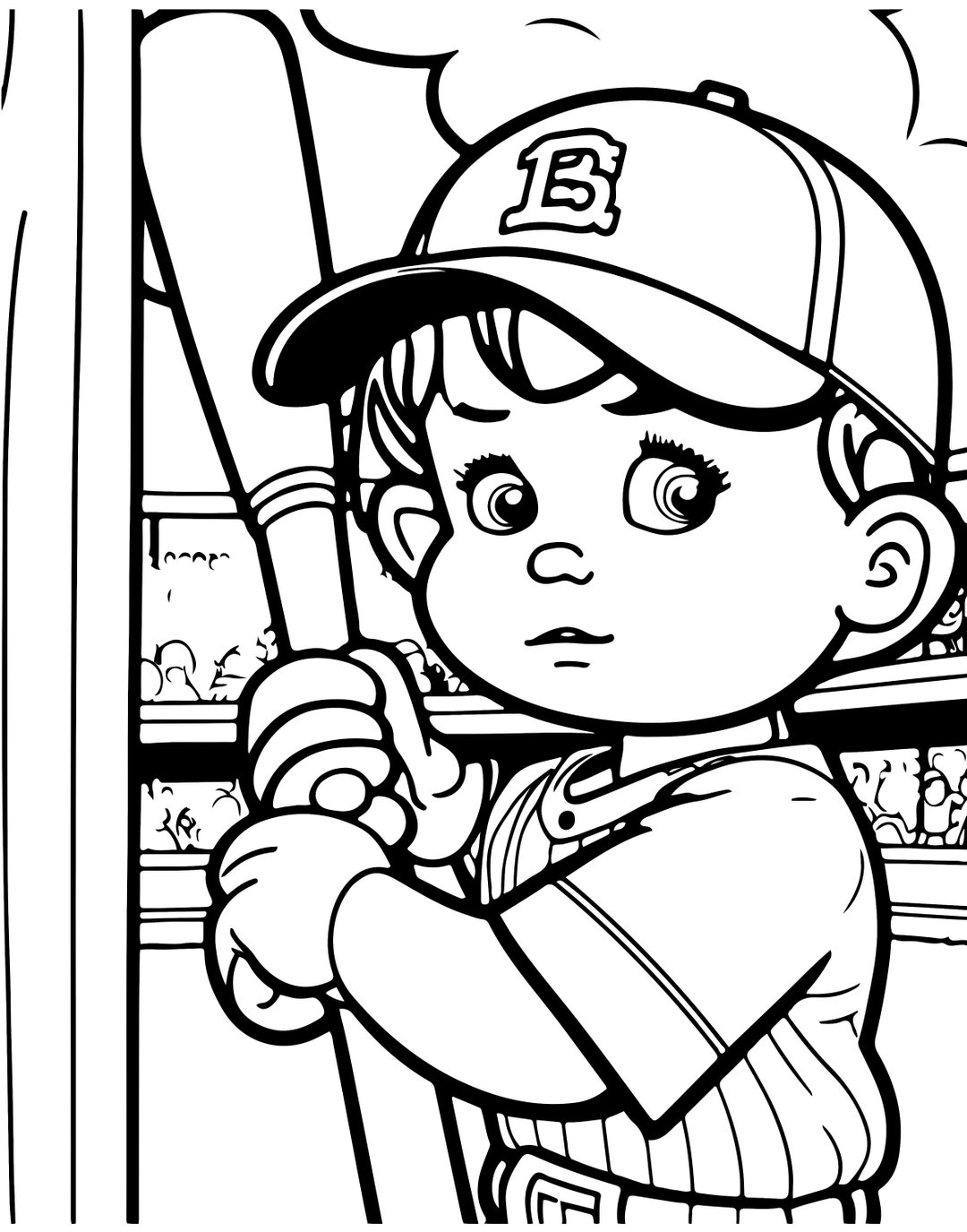 Kids Baseball Coloring Page, Digital Download for Kids Sports Fan ...