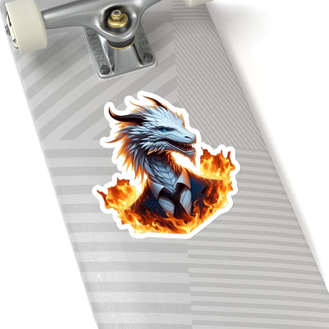 Suit up Dragon Kiss-cut Sticker, Awesome Dragon Sticker, Polite Horned ...