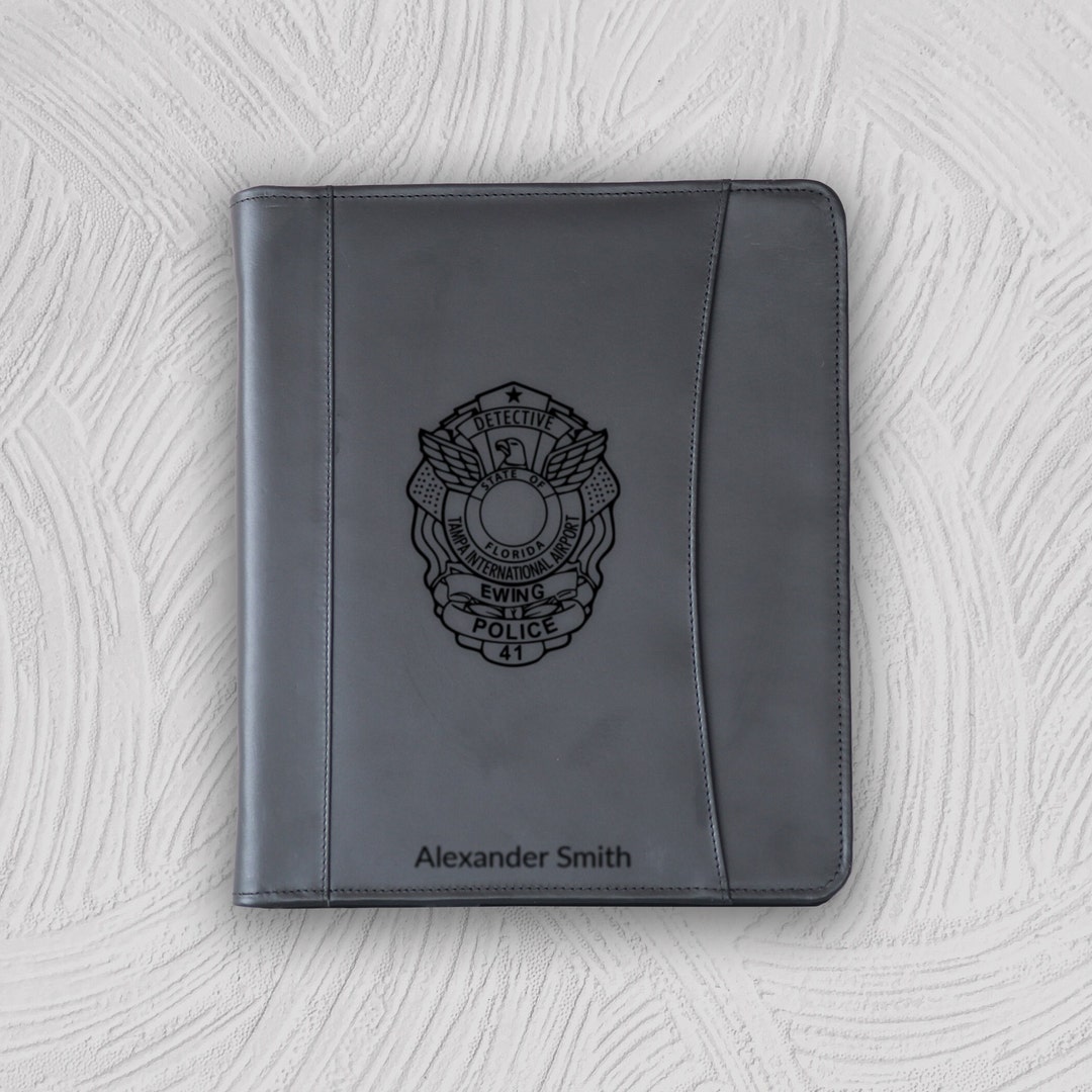 Personalized Leather Portfolio With Police Badge Engraving - Ideal ...