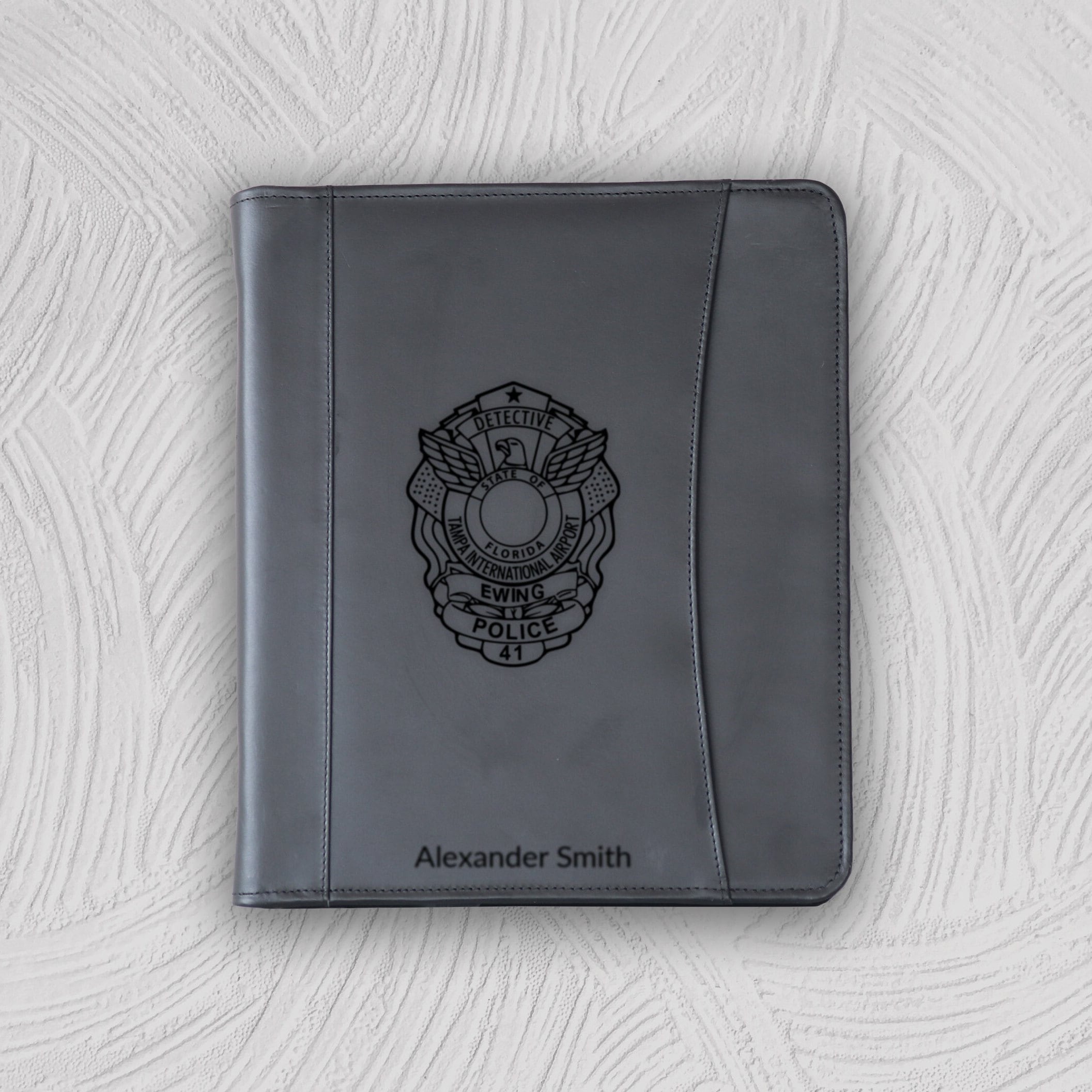 Personalized Leather Portfolio With Police Badge Engraving - Perfect ...
