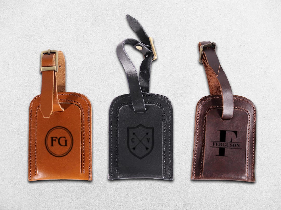 Personalized Leather Luggage Tag – Custom Travel Bag Tag - Etsy
