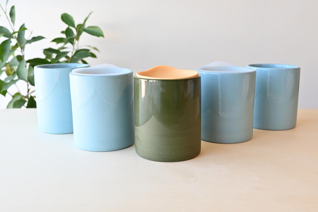 Handmade Porcelain Tumbler | 13oz Tall Ceramic Cup With Silicone Lid ...