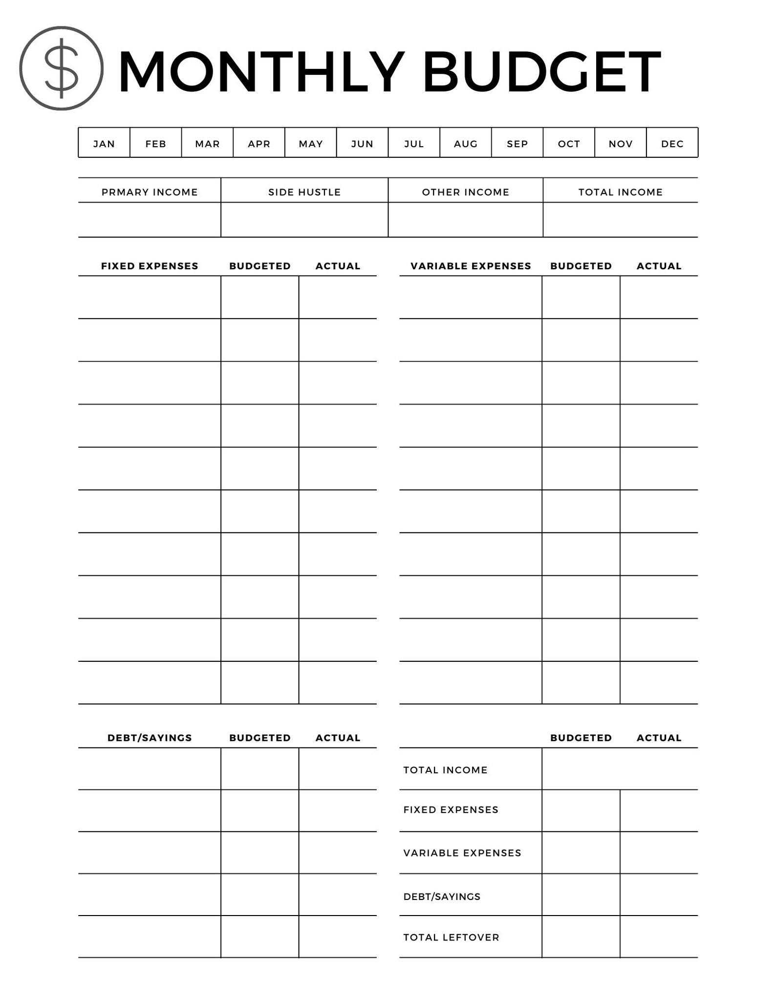 Monthly Budget - Etsy