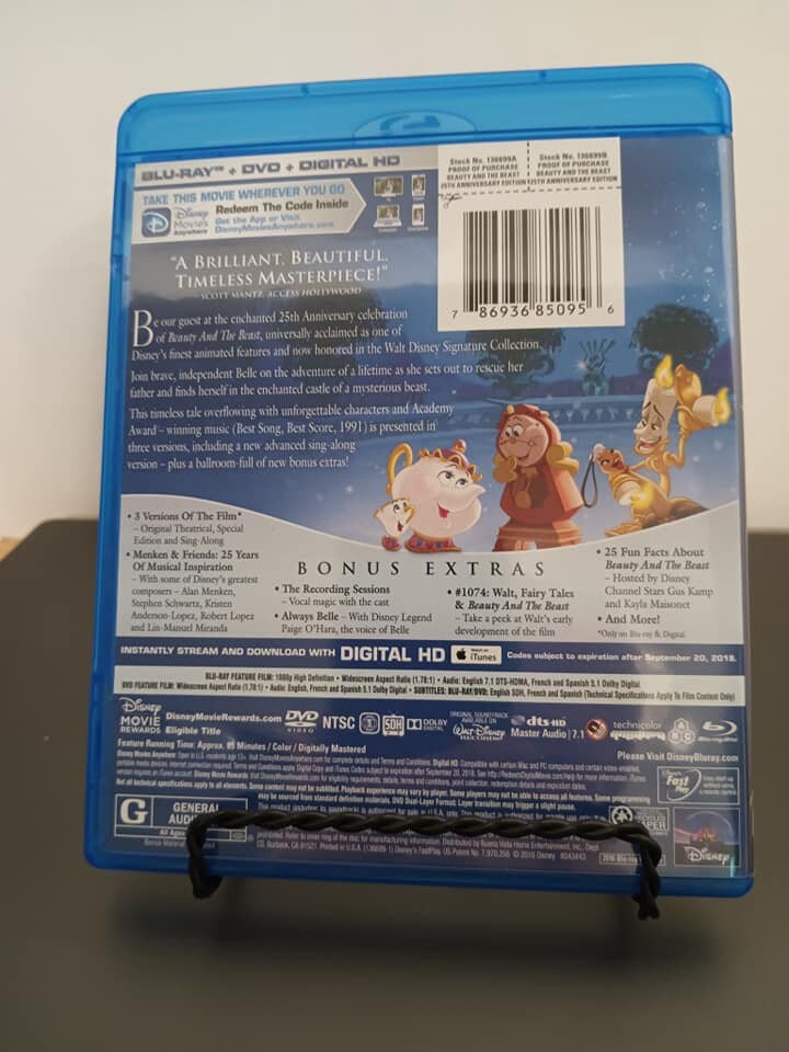 Disney's Beauty and the Beast 25th Anniversary Edition Blu-ray/dvd ...