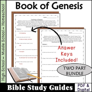 Book of Genesis Bible Study Question 2-part Guide - Etsy