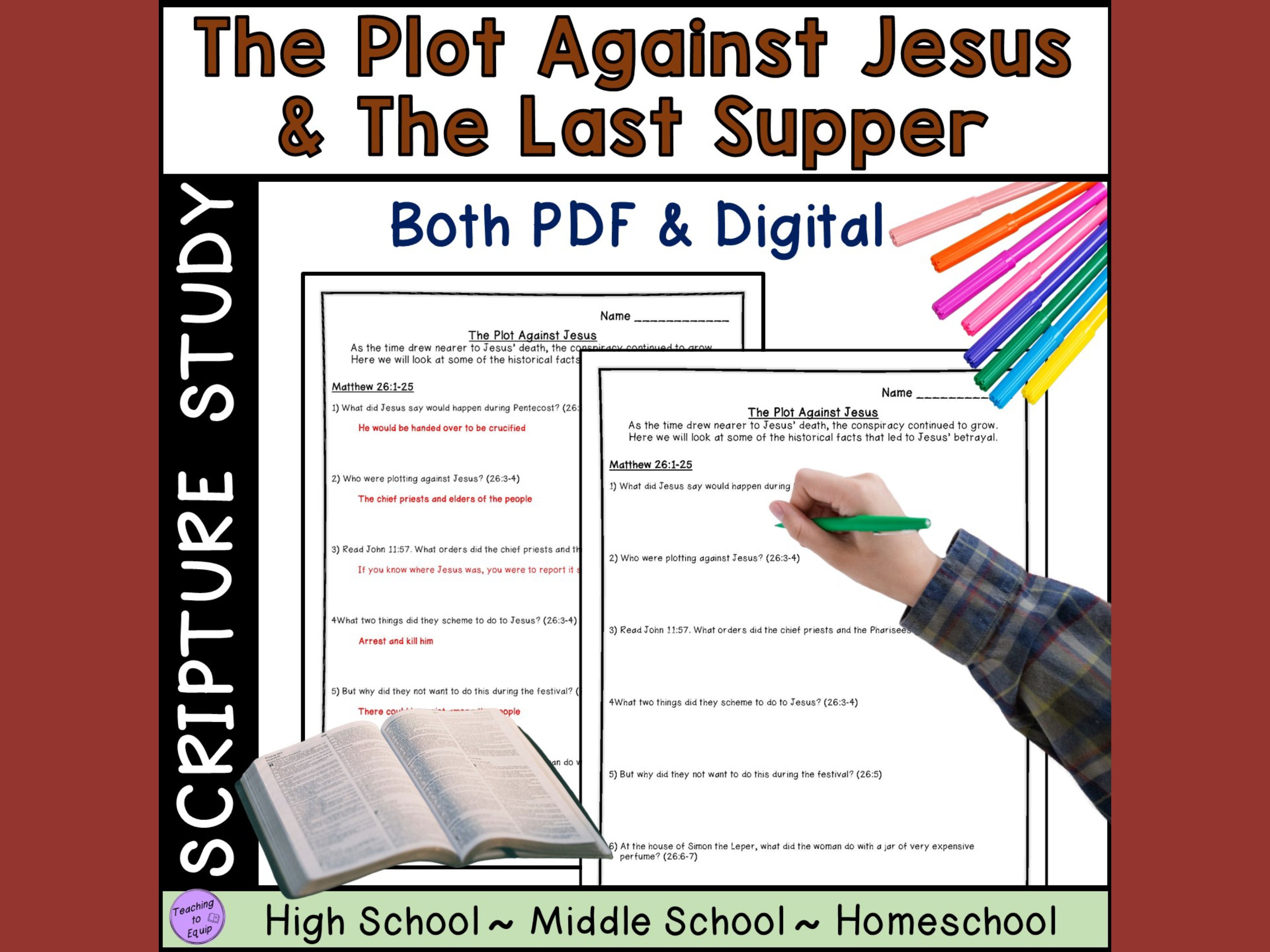 Plot Against Jesus and the Last Supper Scripture Bible Studies ...
