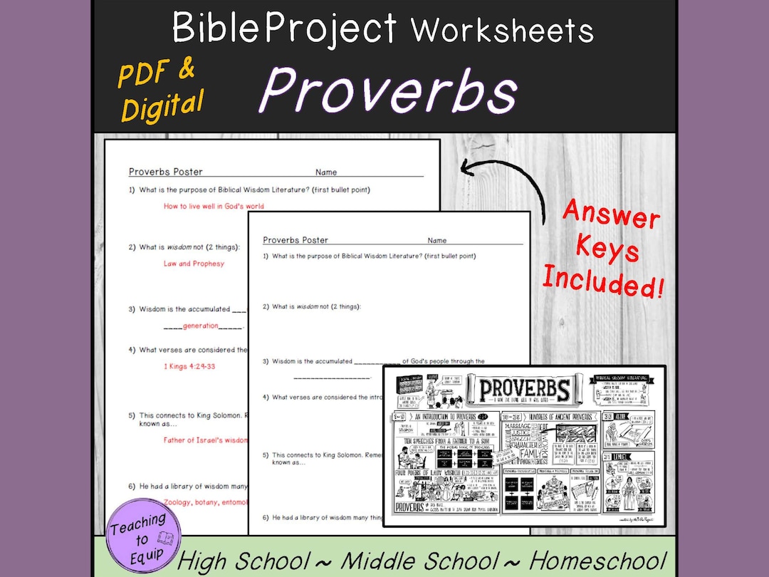 Book of Proverbs Bible Overview Summary Activity - Etsy