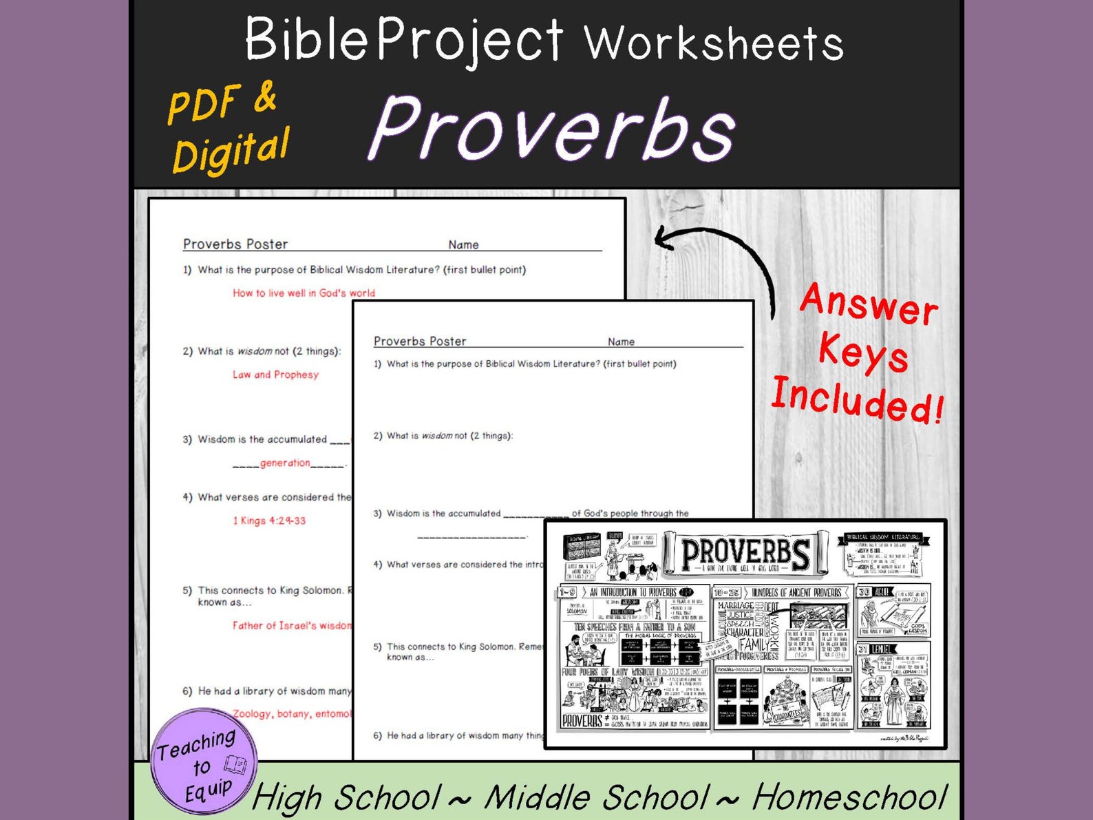 Book of Proverbs Bible Overview Summary Activity - Etsy