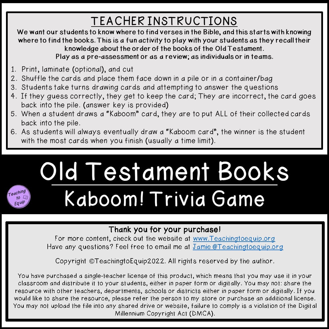 Old Testament Bible Books Order Trivia Game Trivia Cards - Etsy