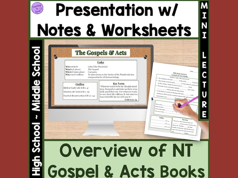 New Testament Bible Gospels & Acts Overview Presentation W/worksheets ...