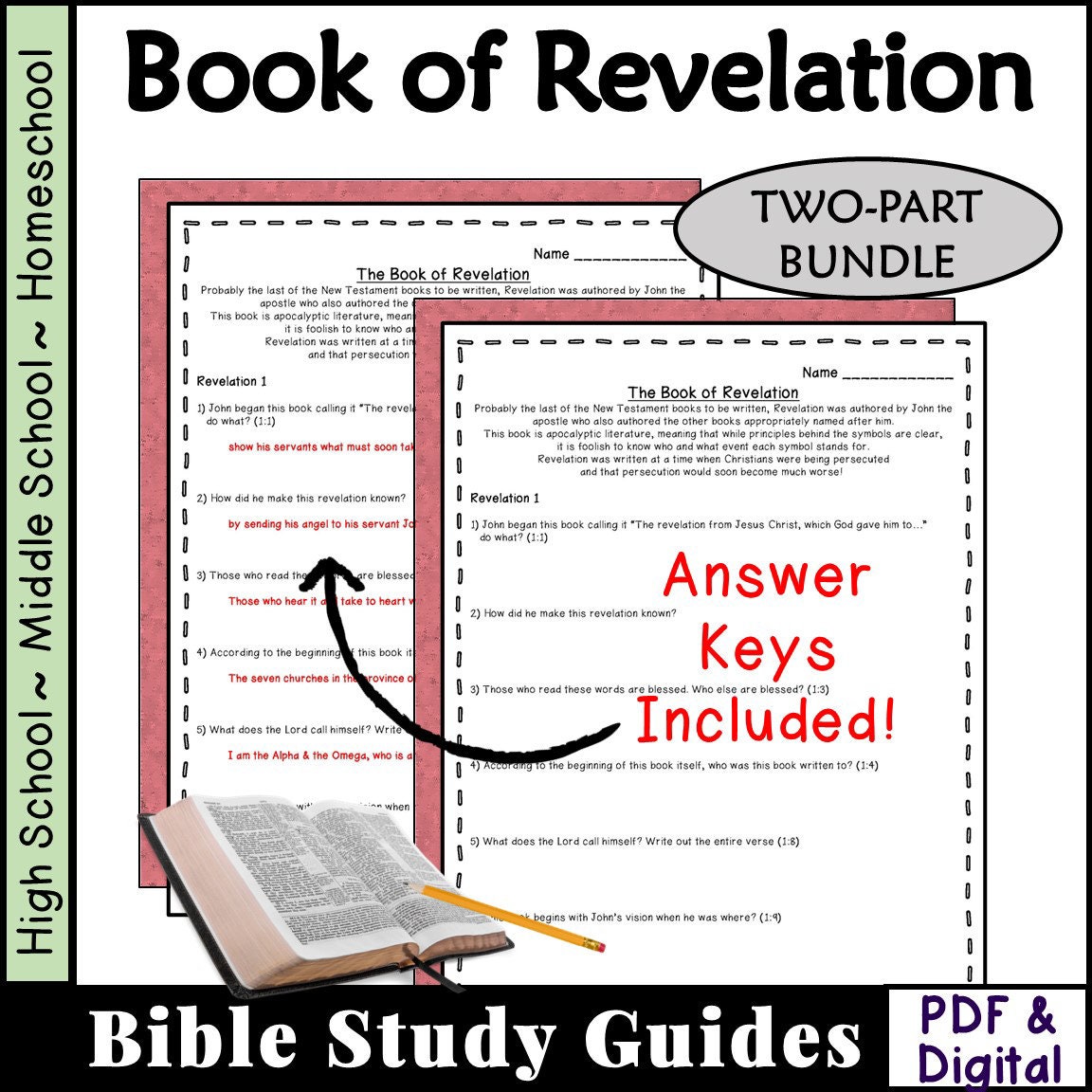 Revelation Bible Study Questions Worksheet Packet (2-part) - Etsy