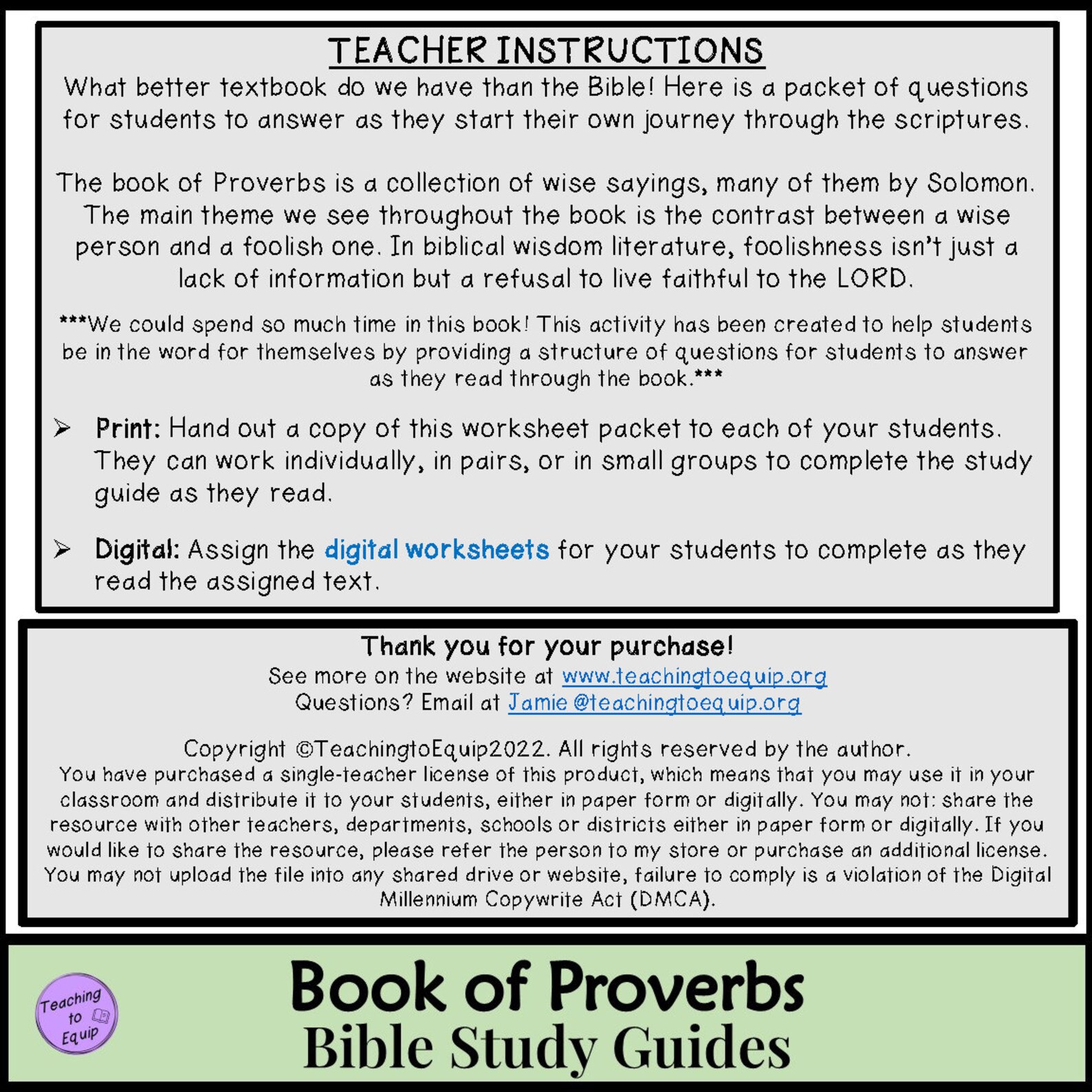 Bible Study Questions for Proverbs Worksheet Packet - Etsy