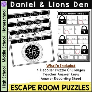 Bible Activity Lesson Daniel Lions Den Escape Room Middle & High School ...
