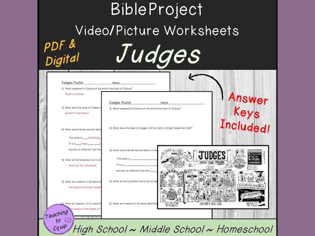 Book of Judges Bible Overview Summary Worksheet Activity - Etsy