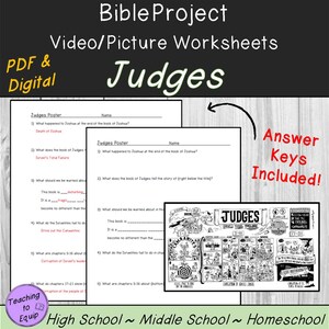Book of Judges Bible Overview Summary Worksheet Activity - Etsy