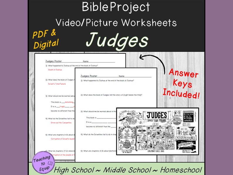 Book of Judges Bible Overview Summary Activity - Etsy