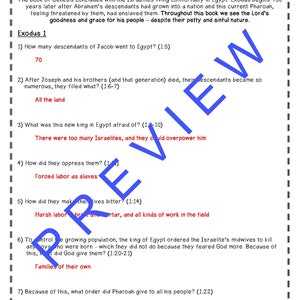 Bible Study Question Guide for Exodus 2-part Worksheet Packets - Etsy