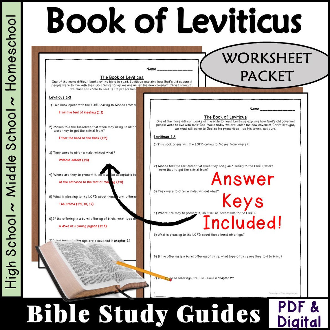 Leviticus Bible Study Questions Worksheets - Etsy