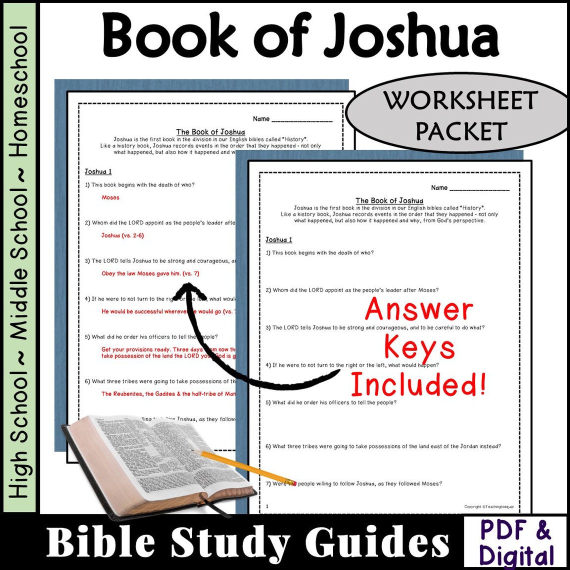 Book of Joshua Bible Study Questions Worksheets - Etsy