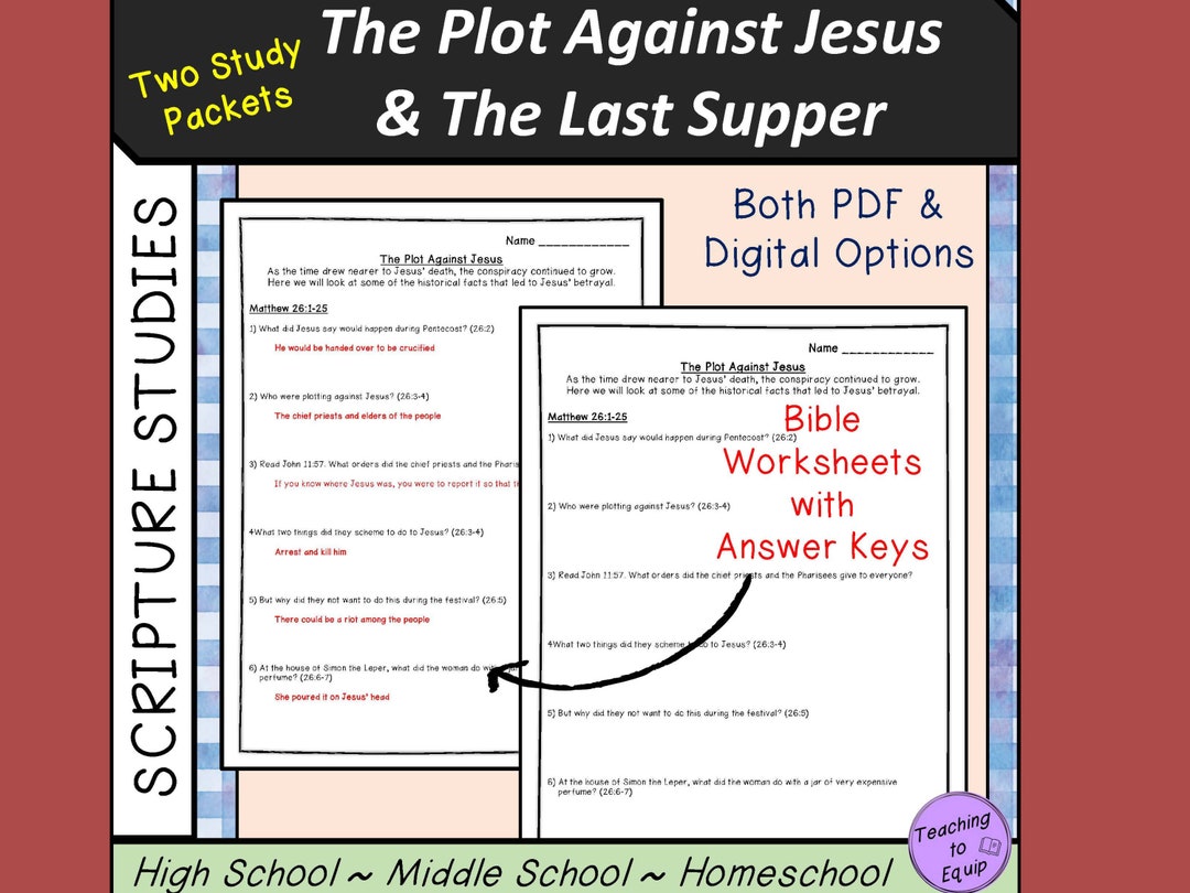 Plot Against Jesus and the Last Supper Scripture Bible Studies - Etsy