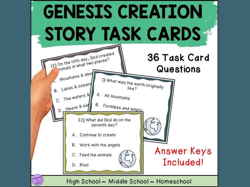 Creation Story in Genesis Bible Activity Game Task Cards - Etsy