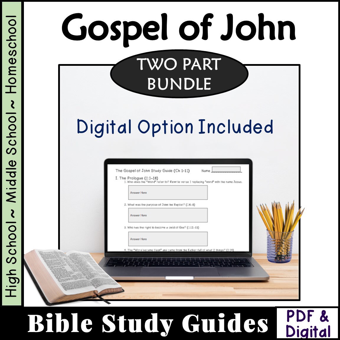 Bible Study Questions for Gospel of John 2-part Worksheet Packets - Etsy