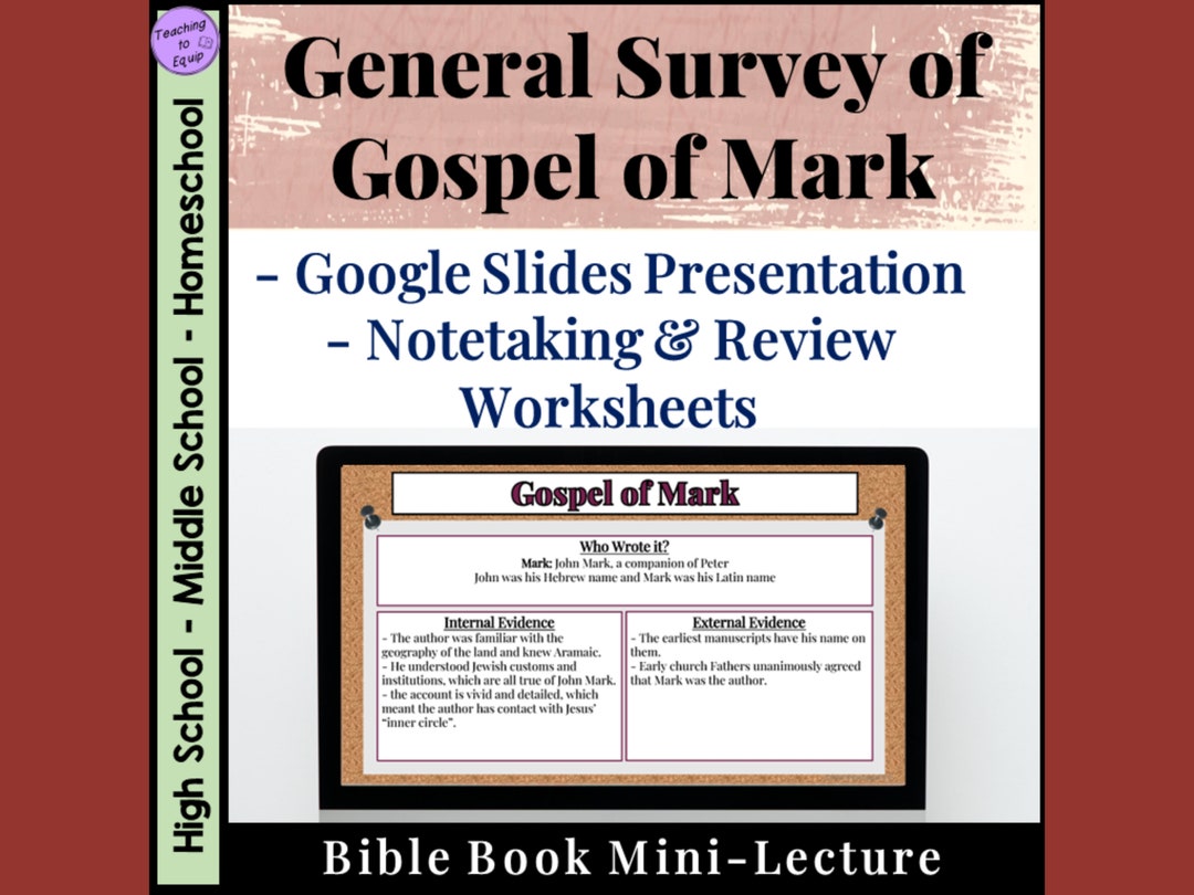 Gospel of Mark Bible Book Overview Lecture Presentation With Notes and ...