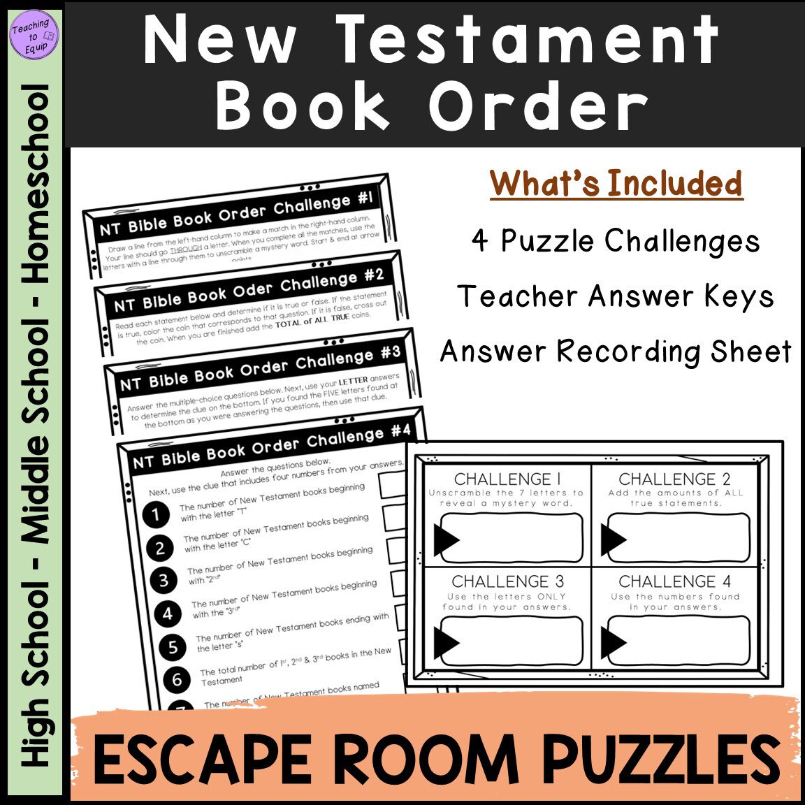 Books of the Bible Activity Game New Testament Escape Room Middle ...