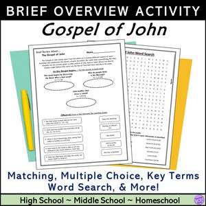 Brief Review About Gospel of John Bible Book Overview Activity - Etsy