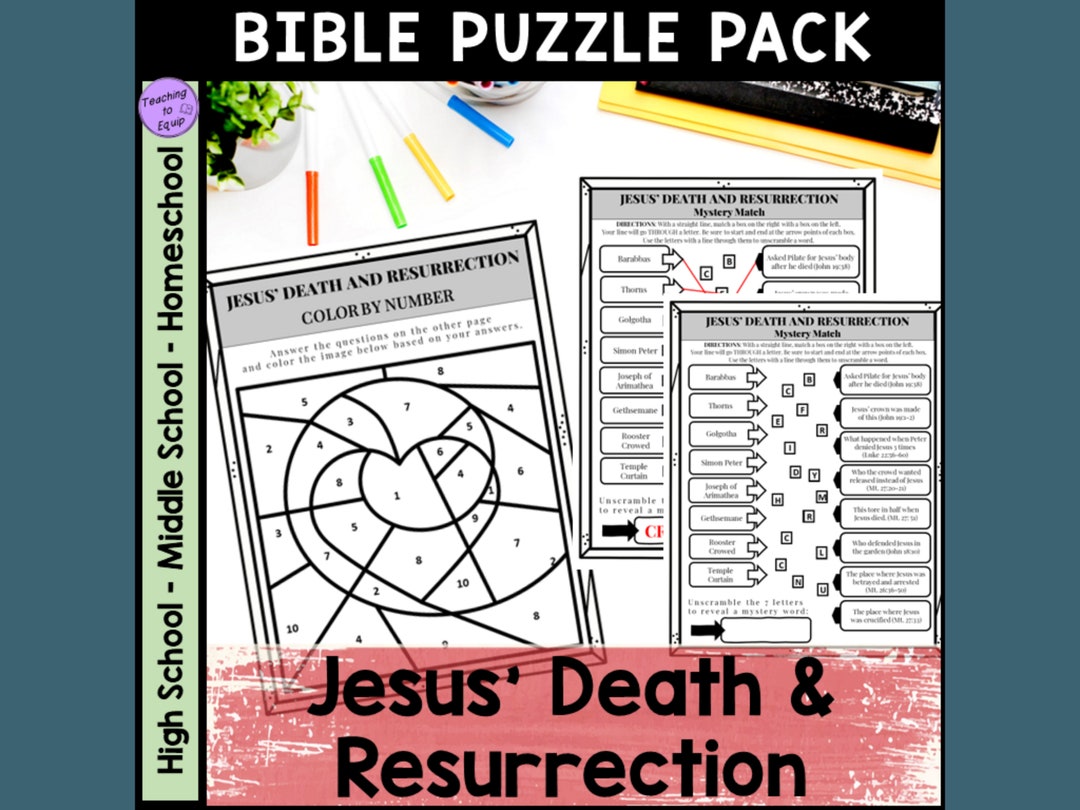 Bible Puzzle Pack Activity: Jesus Death & Resurrection Easter - Etsy
