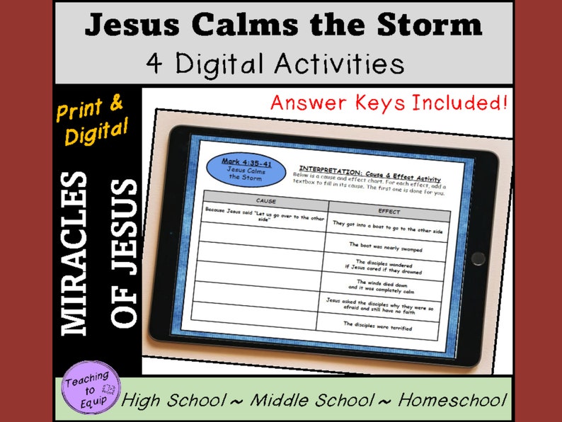 Jesus Calms the Storm Miracle Bible Digital Activities - Etsy