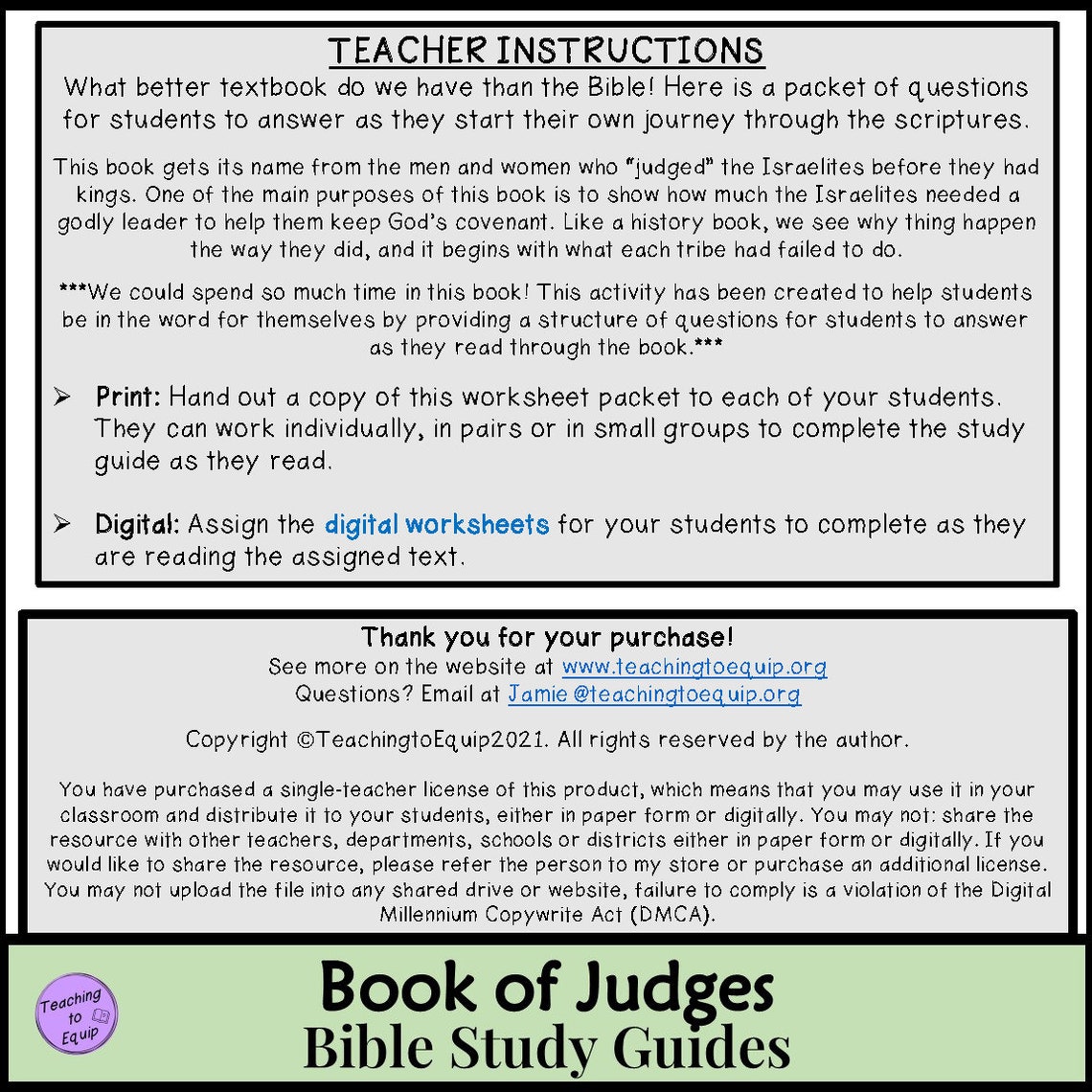 Book of Judges Bible Study Questions Worksheet Packet - Etsy