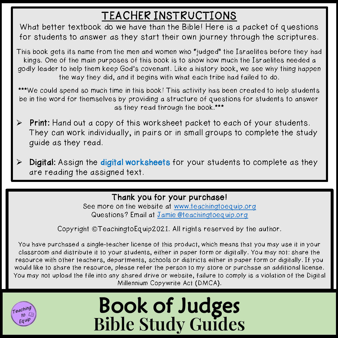 Book of Judges Bible Study Questions Worksheet Packet - Etsy