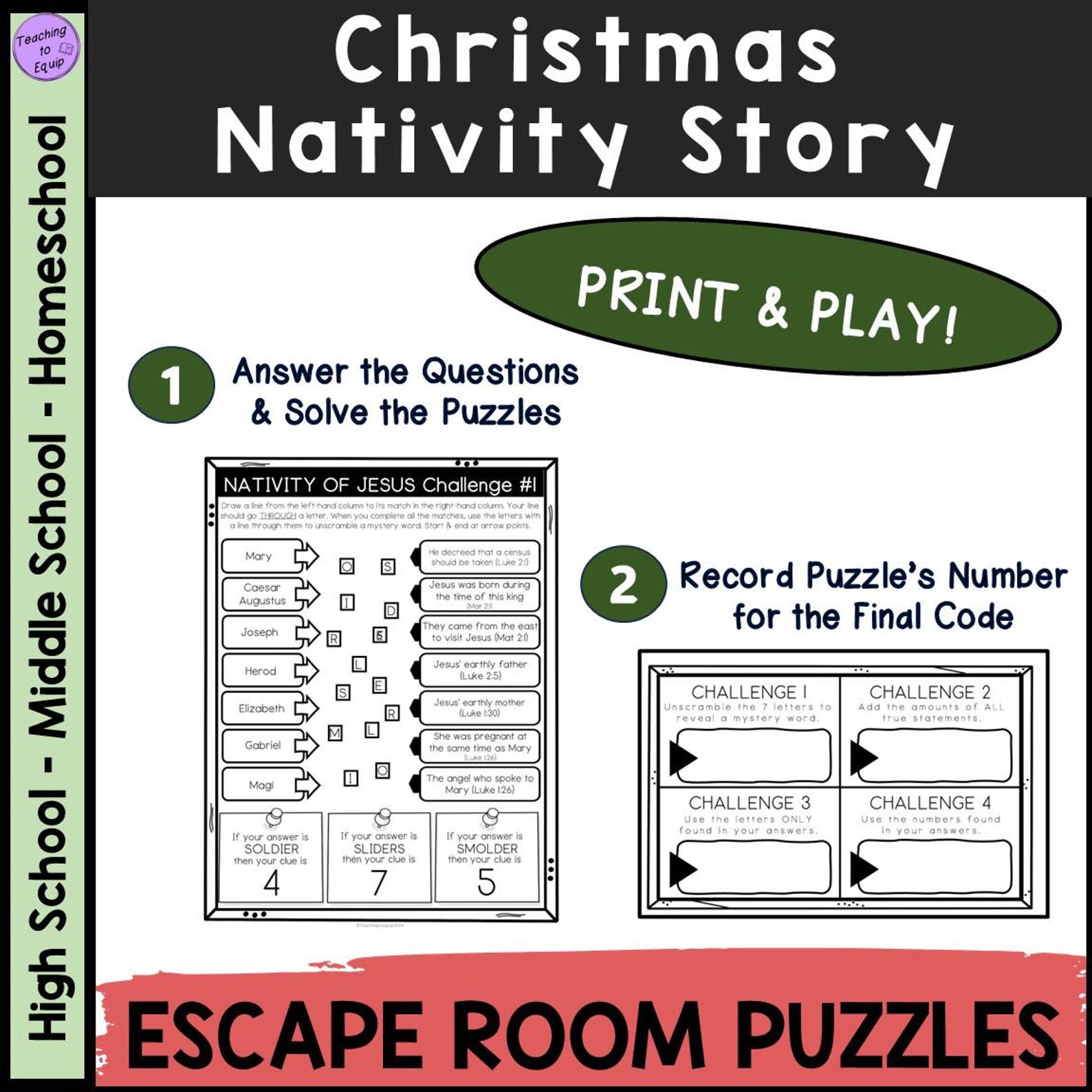 Christmas Bible Jesus Birth Nativity Christian Escape Room Advent ...