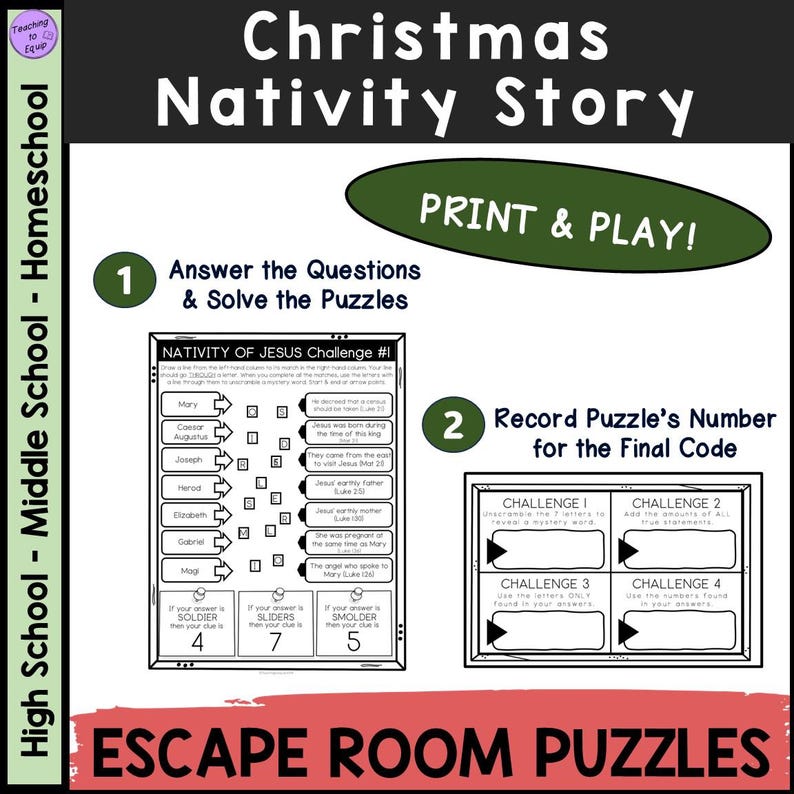 Christmas Bible Jesus Birth Nativity Christian Escape Room Advent ...