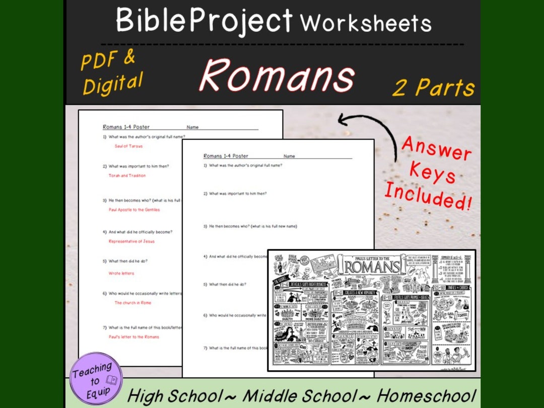 Romans Bible Book Summary 2-part Overview Activity (Instant Download ...