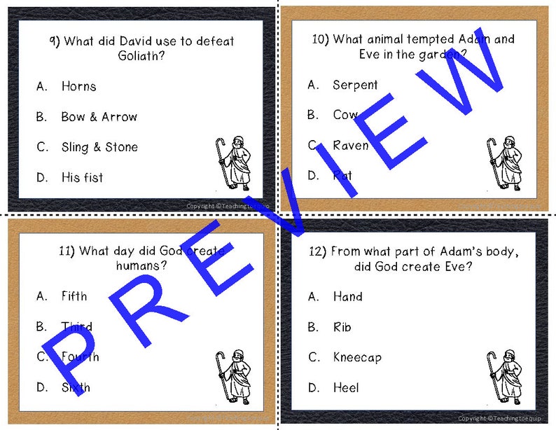 Old Testament Bible Stories Trivia Cards Activity - Etsy
