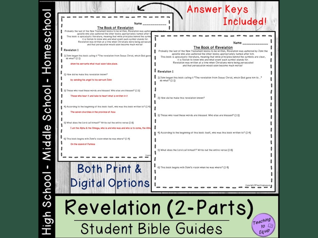 Revelation Bible Study Questions Worksheet Packet 2-part - Etsy
