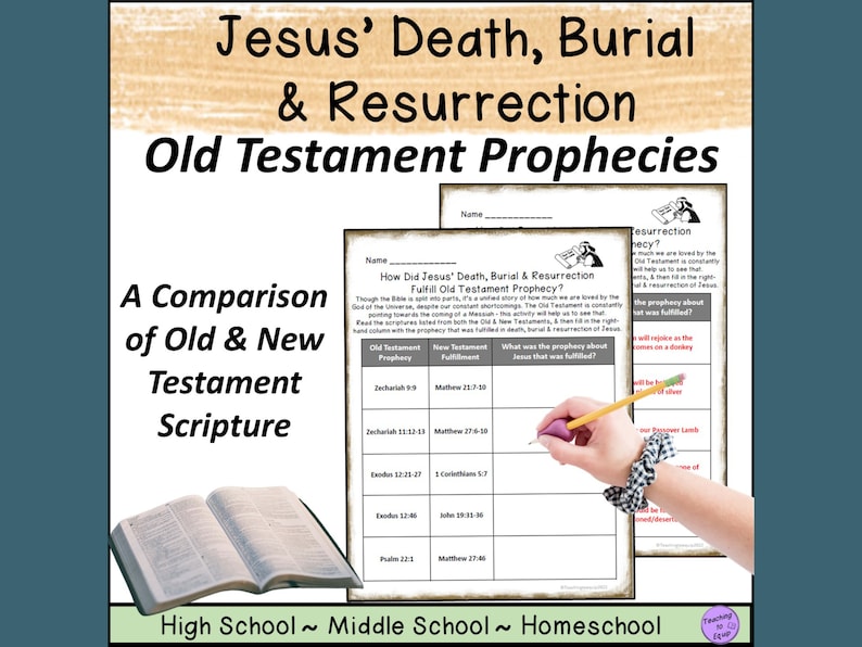 Jesus Death and Resurrection Prophesied Old Testament Bible Worksheet ...