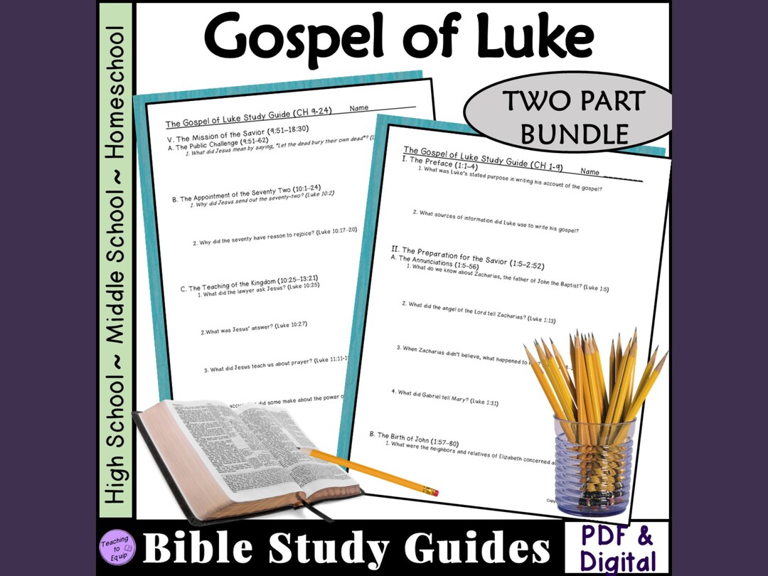 Bible Study Questions on Luke 2-part Worksheet Packet - Etsy