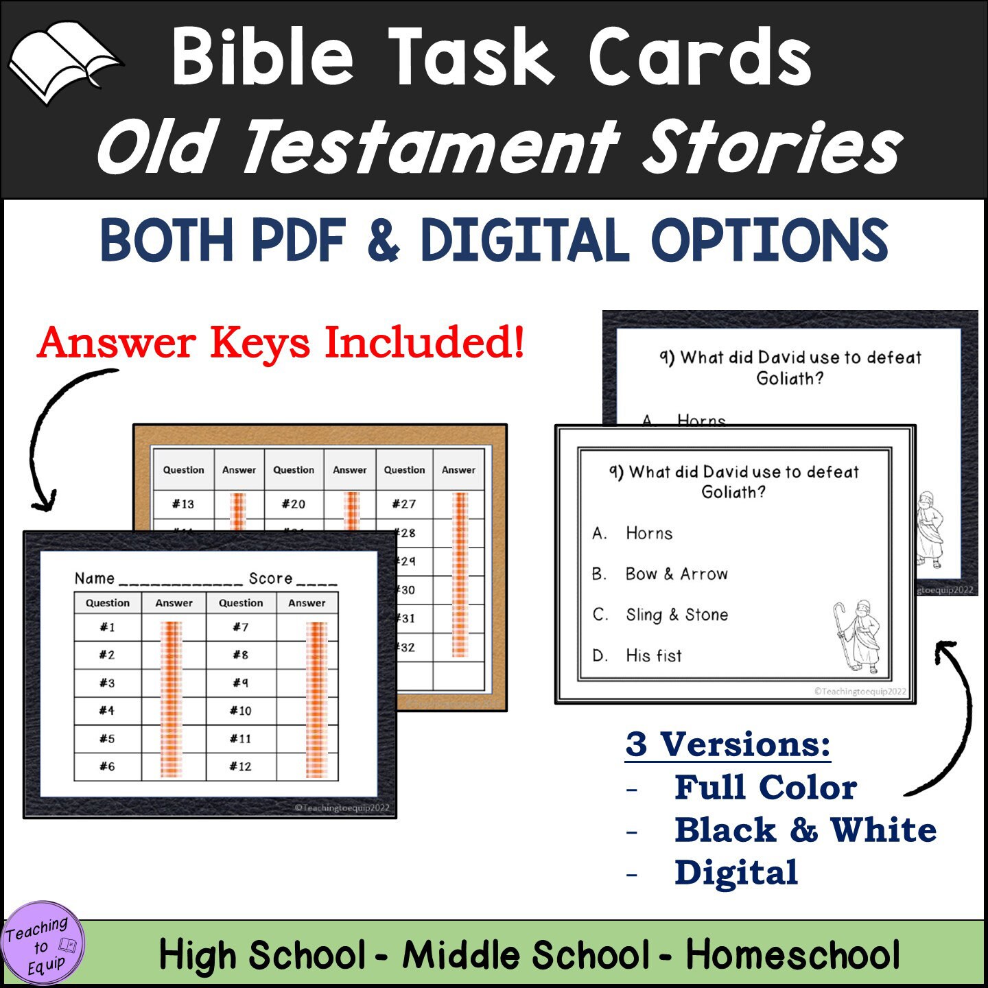 Old Testament Bible Stories Trivia Cards Activity Task Cards - Etsy