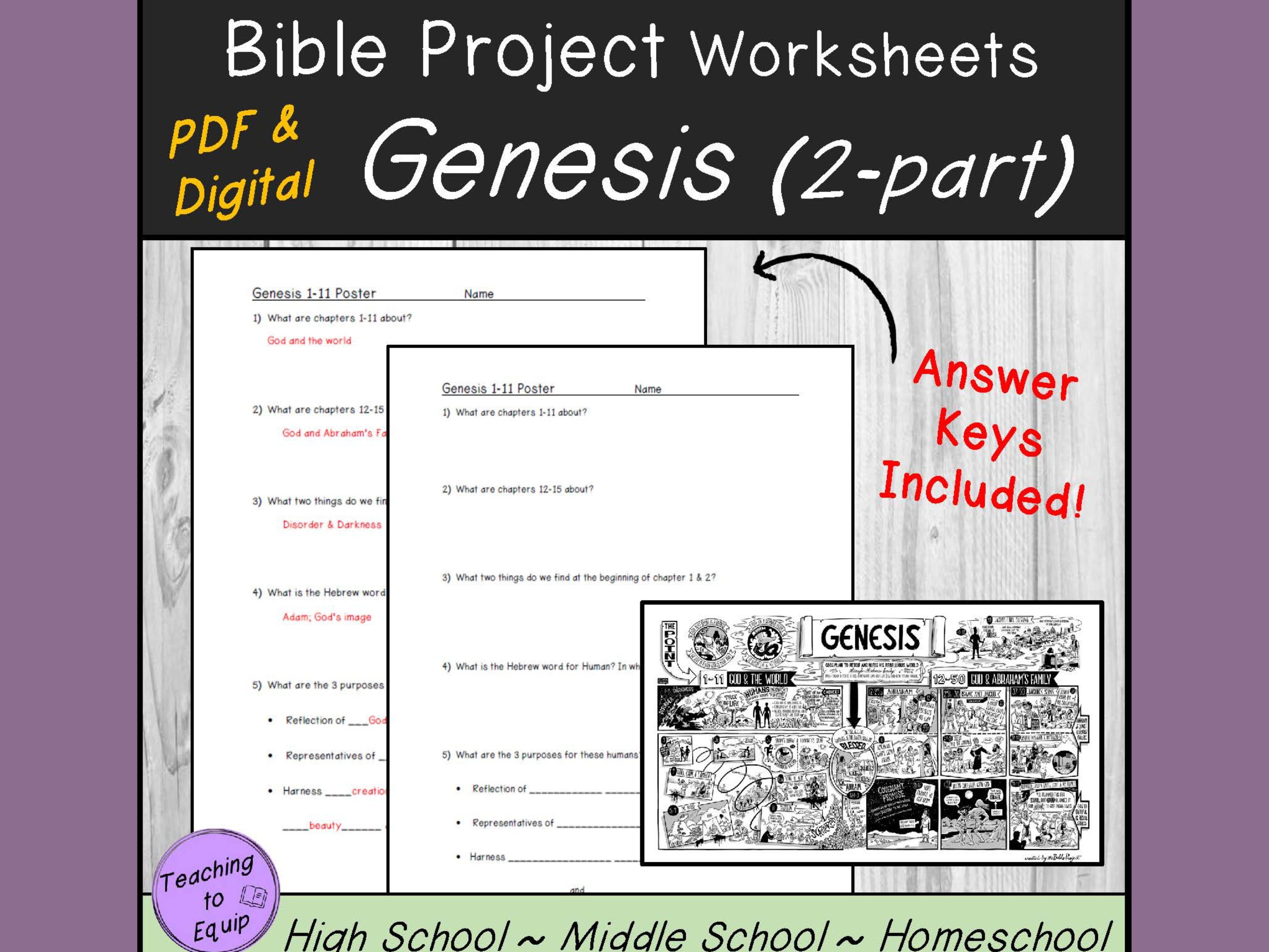 Genesis Book of the Bible Summary 2-part Activity (Download Now) - Etsy